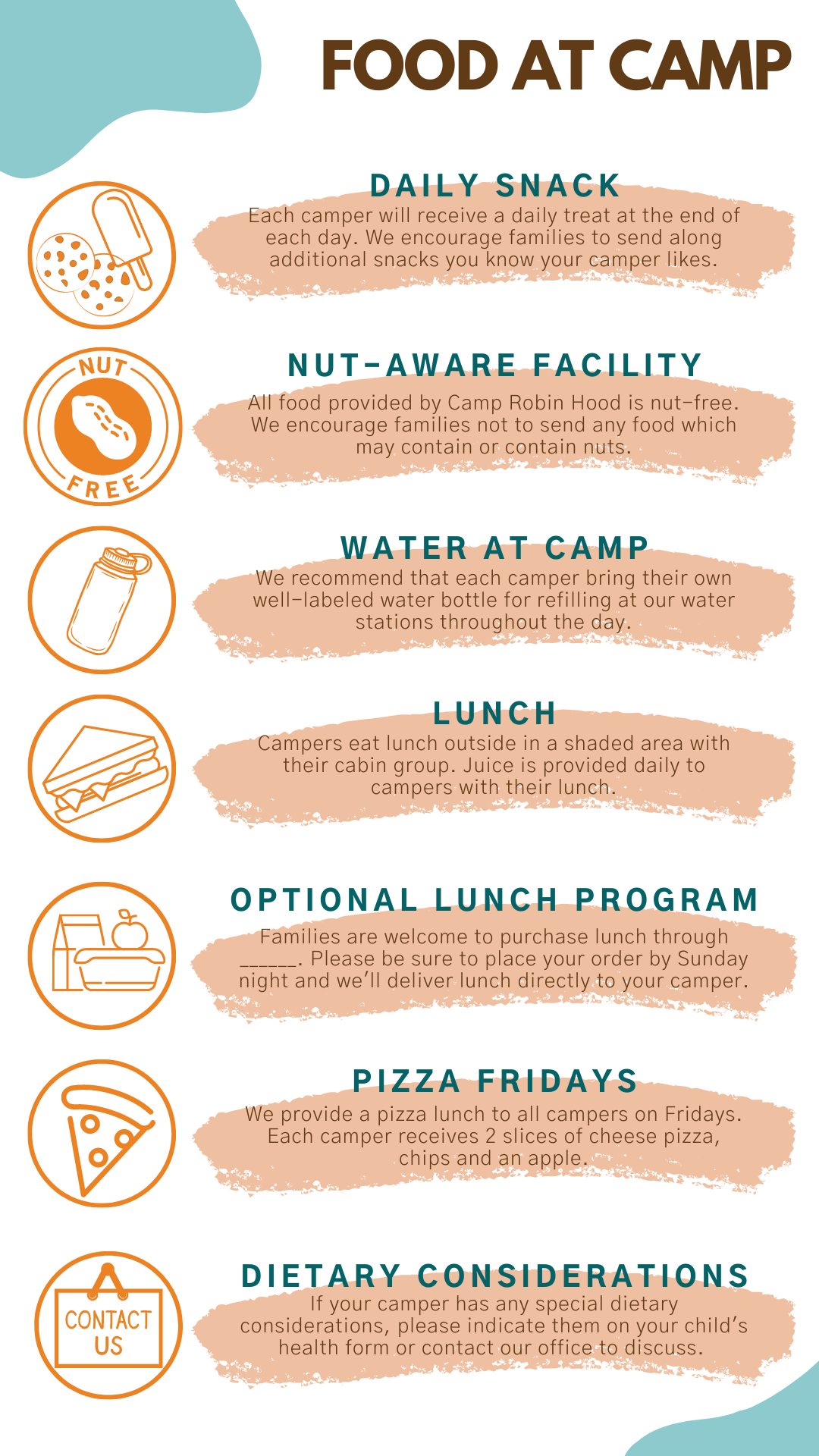 Food at Camp - Camp Robin Hood - Summer Day Camp In the GTA