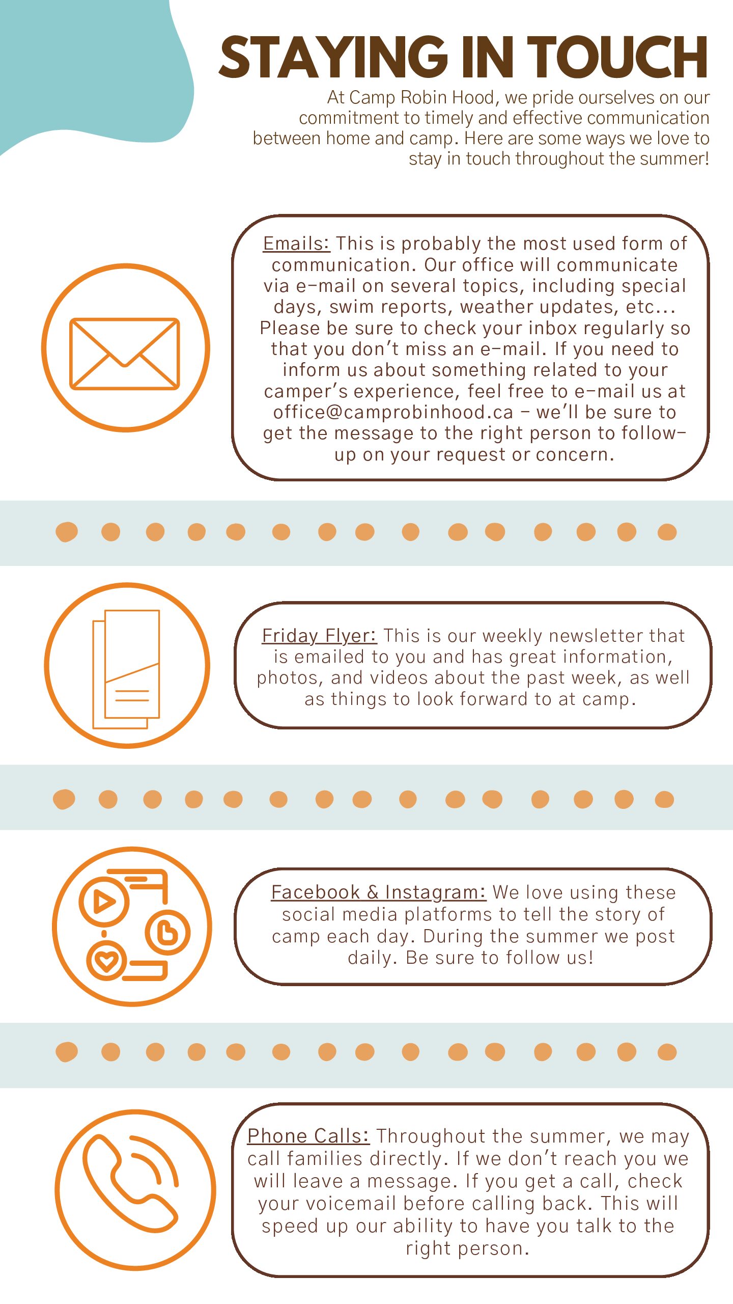 Staying in Touch - Camp Robin Hood - Summer Day Camp In the GTA