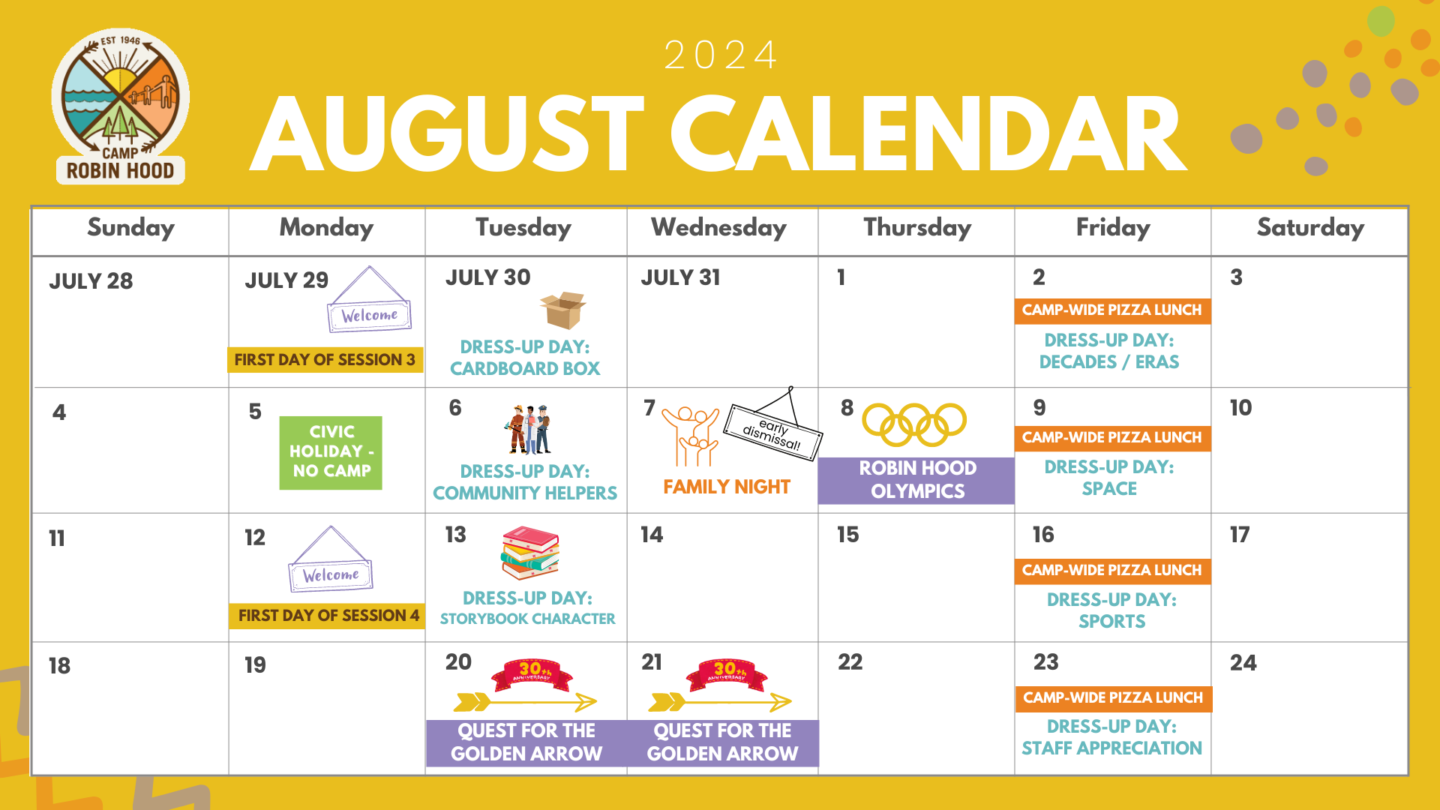Calendars - Camp Robin Hood - Summer Day Camp In the GTA